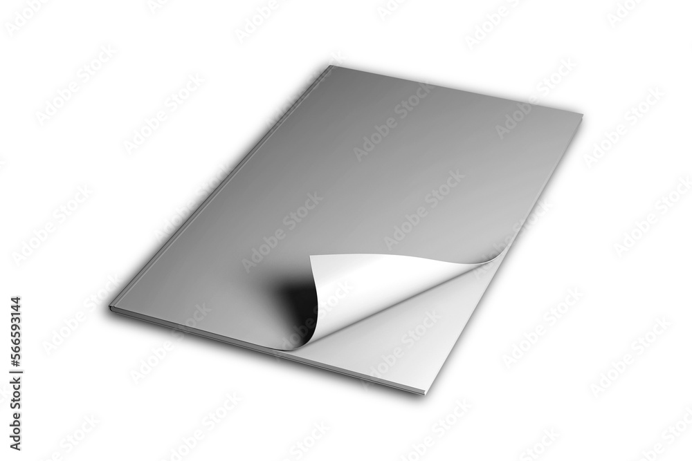 Glossy Magazine cover with curled upper page mockup isolated on white ...