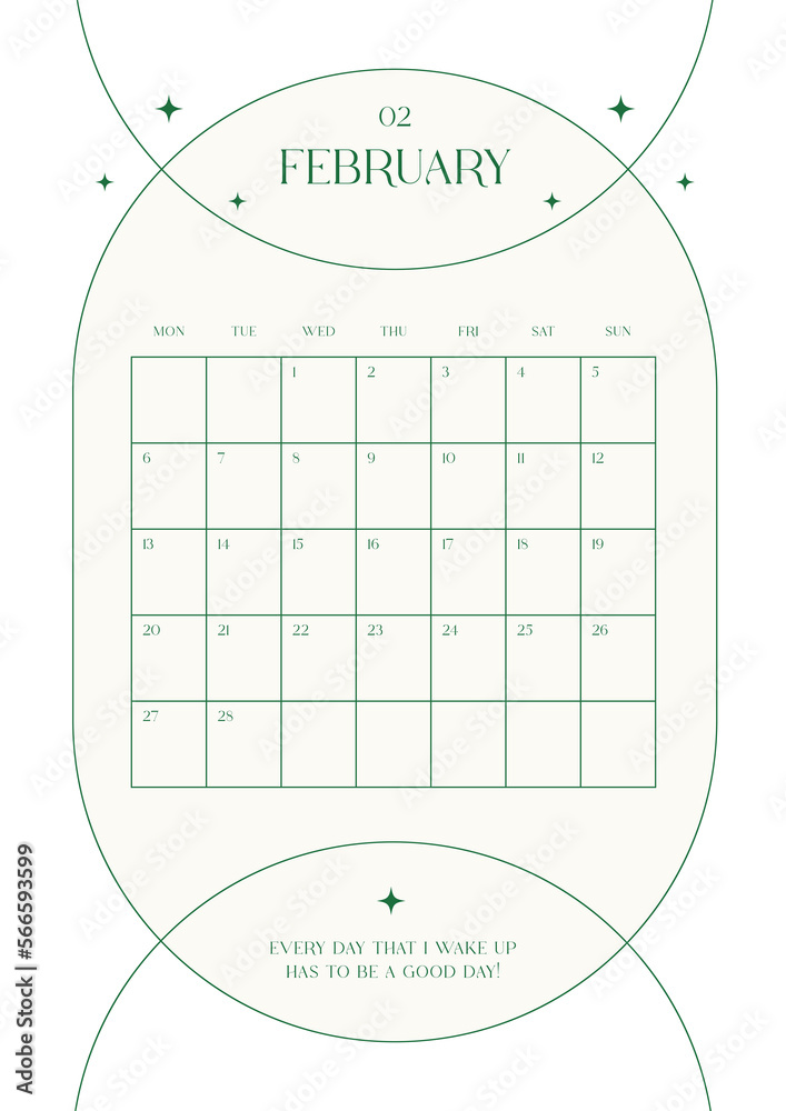 February 2023 simple design digital and printable calendar template ...