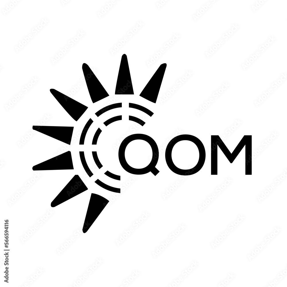 QOM letter logo. QOM image on white background and black letter. QOM ...