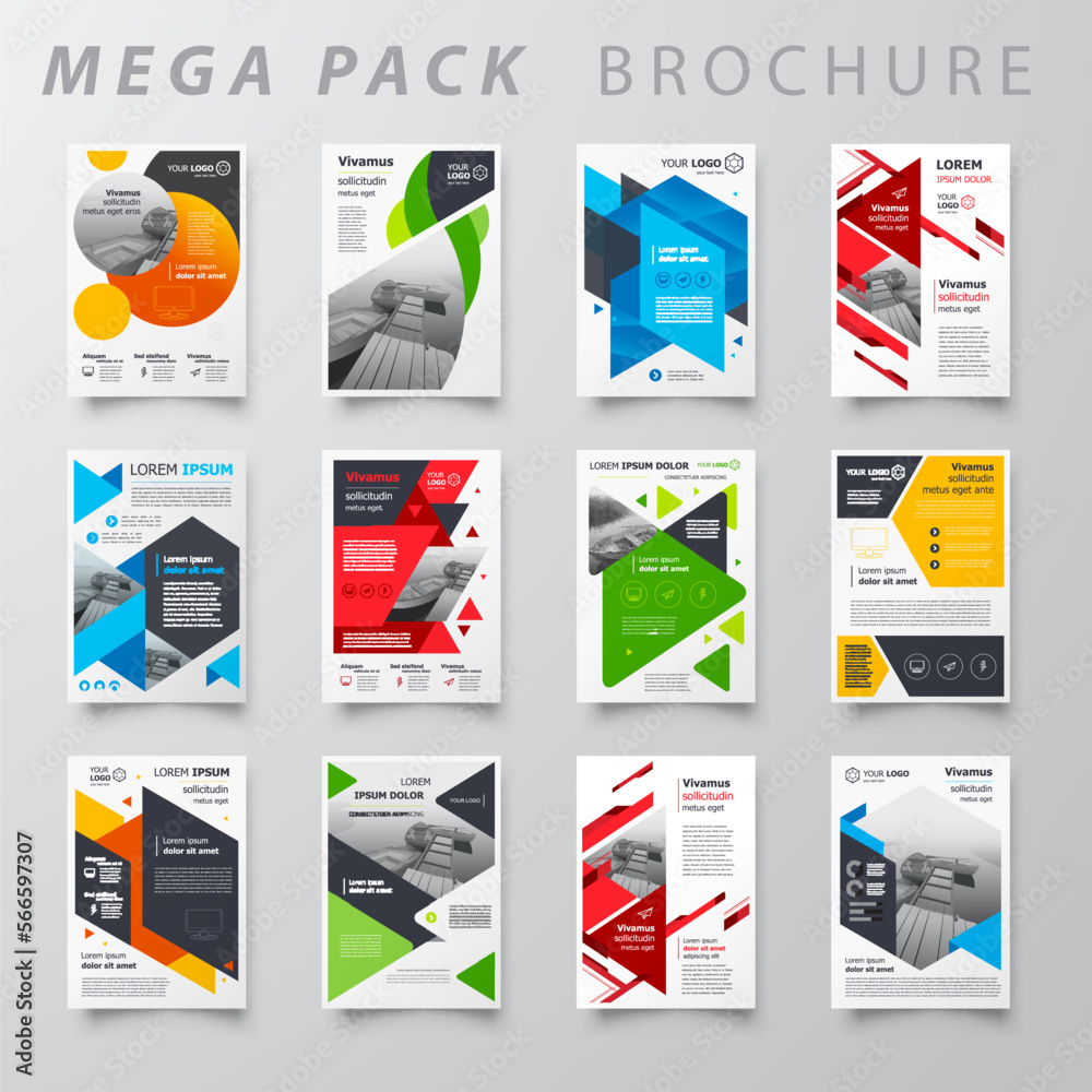 Mega pack Brochure design template flyer set, abstract business ...