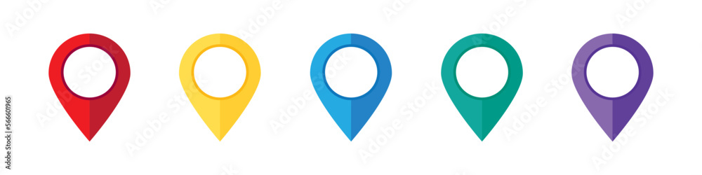 Location pointer icon set. Map pins set. Location symbols collection ...