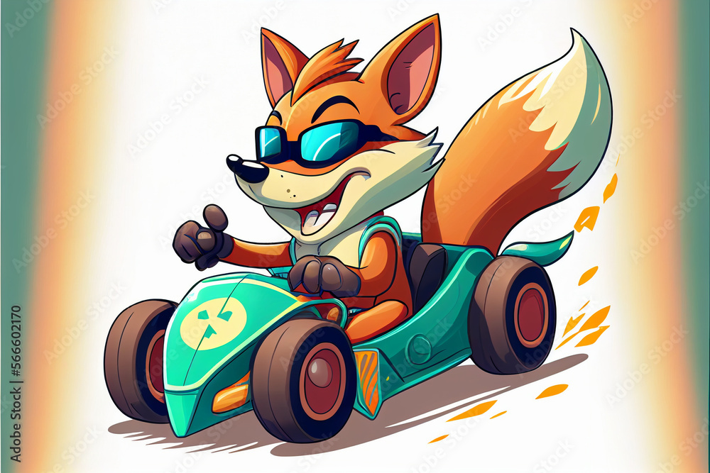 Fox cub driving a racing car. AI generated Stock Illustration | Adobe Stock