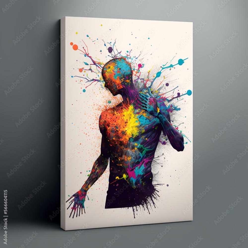 paint splatter on canvas biology, human body health desing art man ...