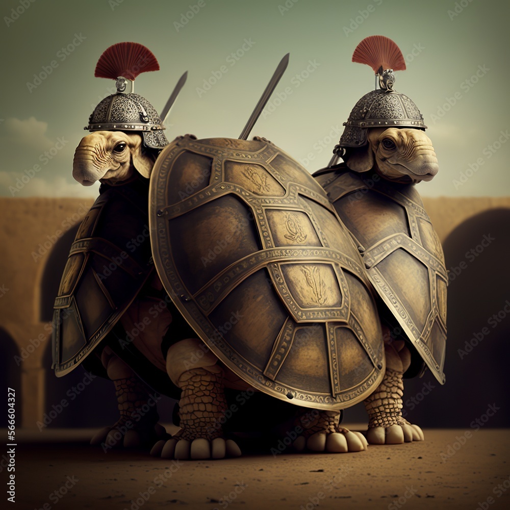 Roman soldiers in the shape of a turtle with a shield knight sword ...