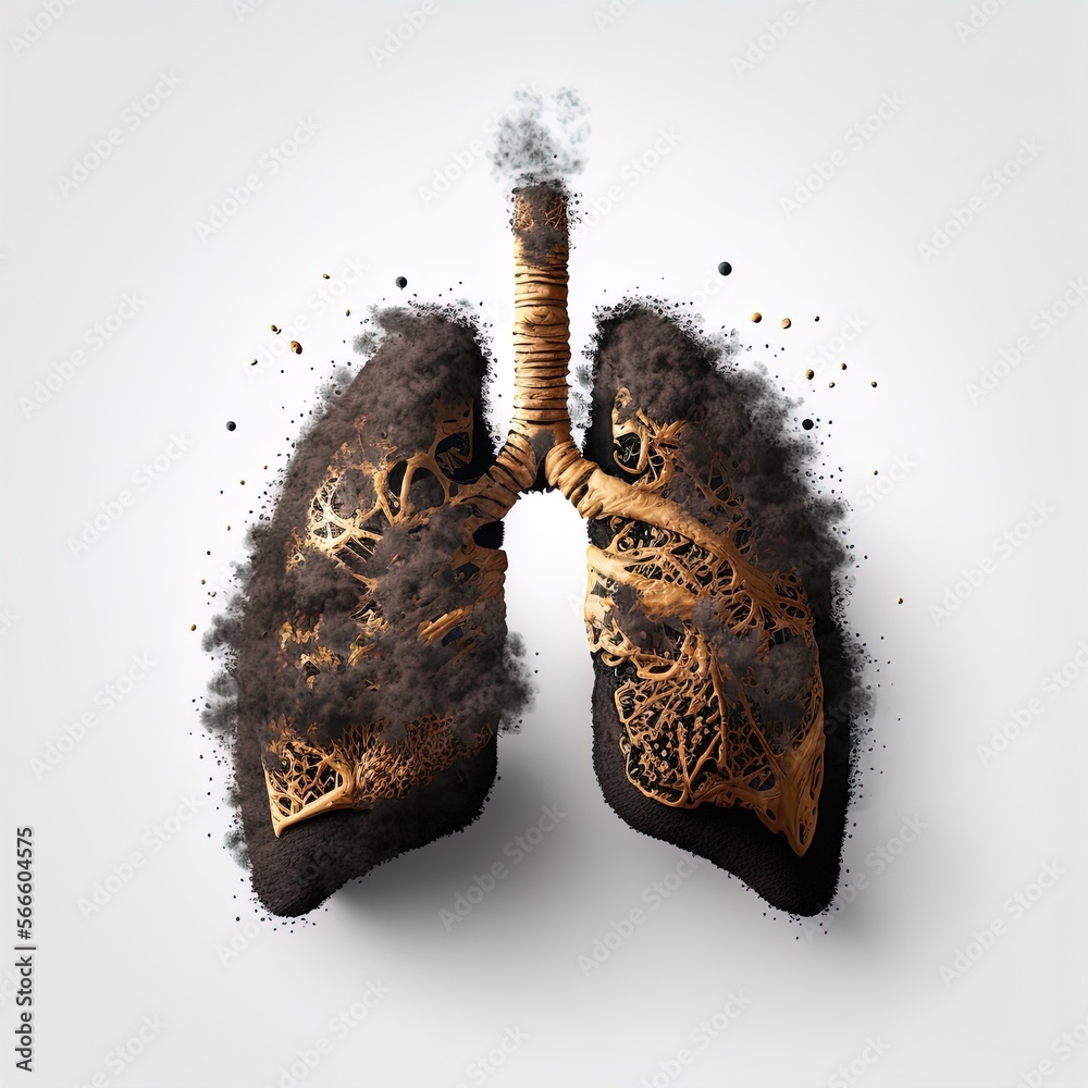 Realistic damaged black human lungs anatomy mockup for respiratory ...