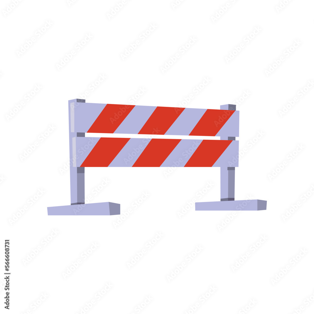 Cartoon striped traffic barrier isolated on white. Vector illustration ...