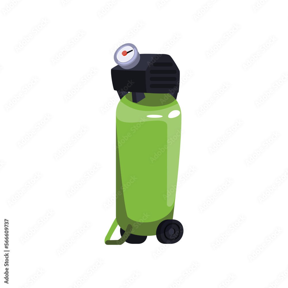 Green air compressor illustration. Vector illustration of pneumatic ...