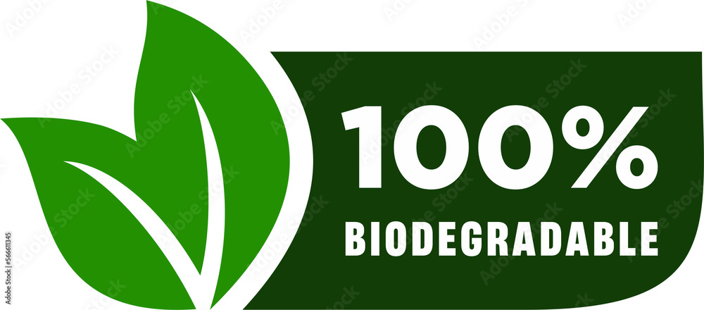 100 percent biodegradable label sticker badge Vector, 100% ...