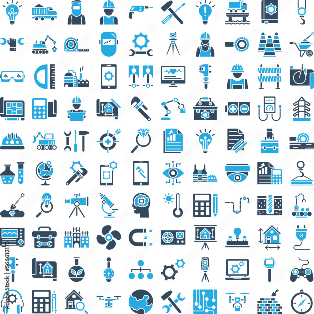 Engineering vector icons, architecture icons pack, construction vector ...