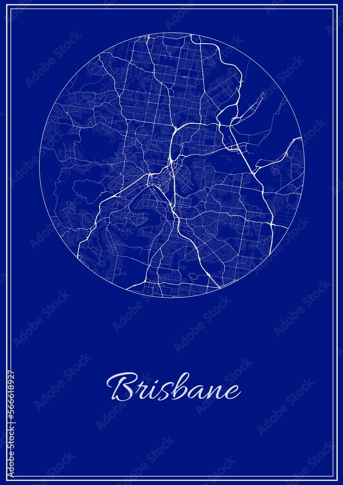 A map of Brisbane,Australia that shows roads and lanes, downtown and ...