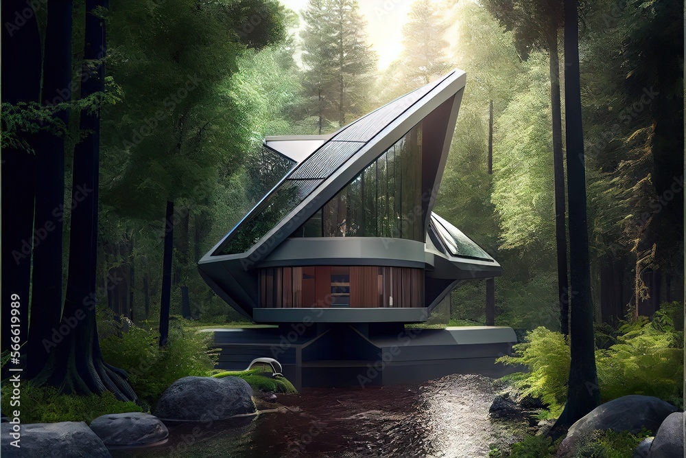 Generative Ai illustration of A prototype architectural design for a ...