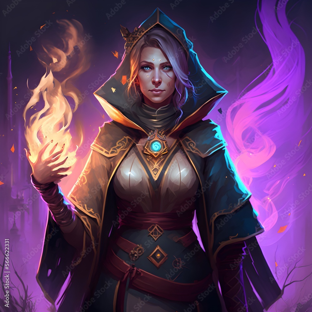 valorant art style female mage wearing robes full body portrait epic ...