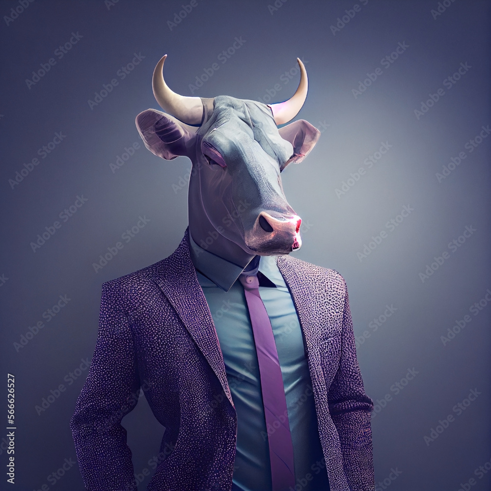 3D Bull Avatar for online games or web account avatar. Generated AI ...