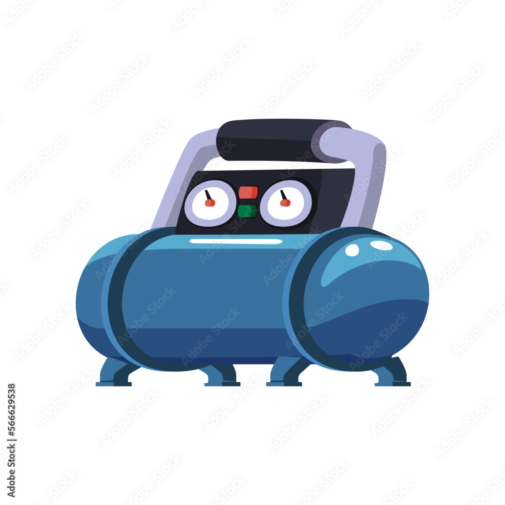 Blue air compressor illustration. Vector illustration of pneumatic ...