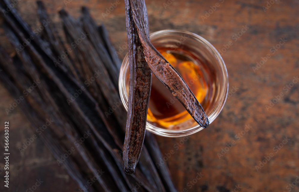 Inside the vanilla pod after infusion vodka.Homemade vanilla extract is ...