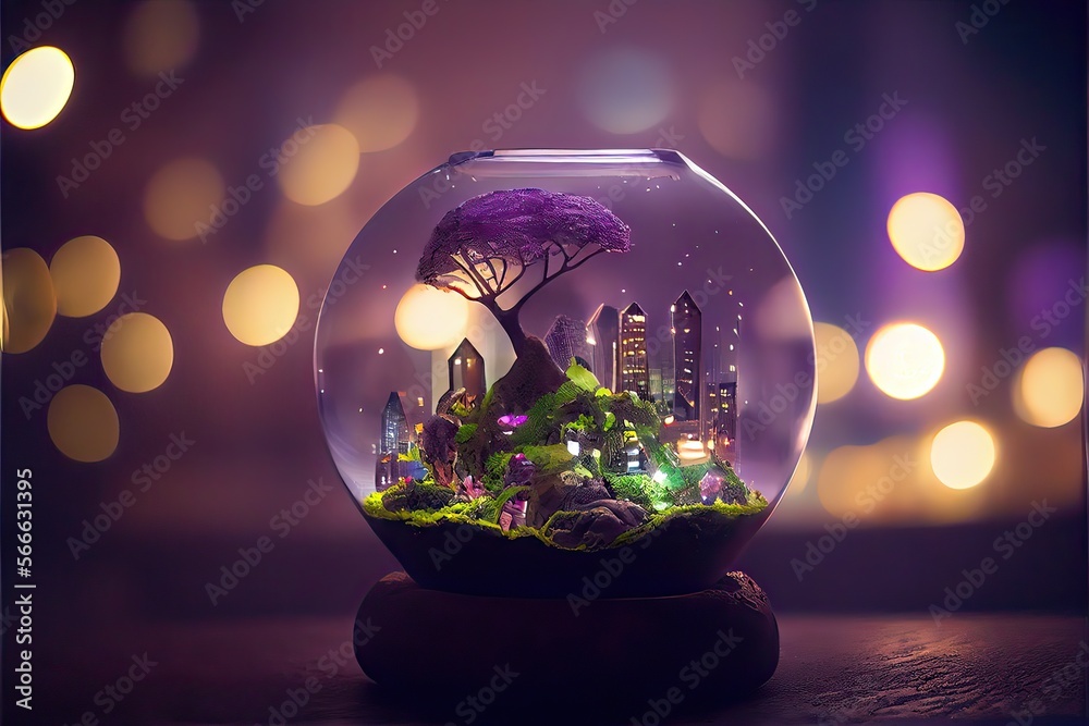 Generative AI illustration of small root over rock bonsai inside a ...