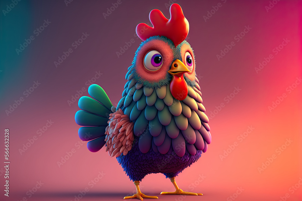 Cute 3D rooster character over pastel background made with Generative ...