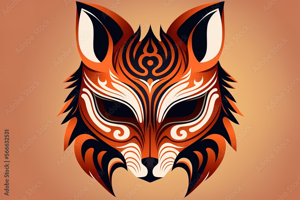 Japanese kitsune fox mask image traditional asian cultural emblem in ...