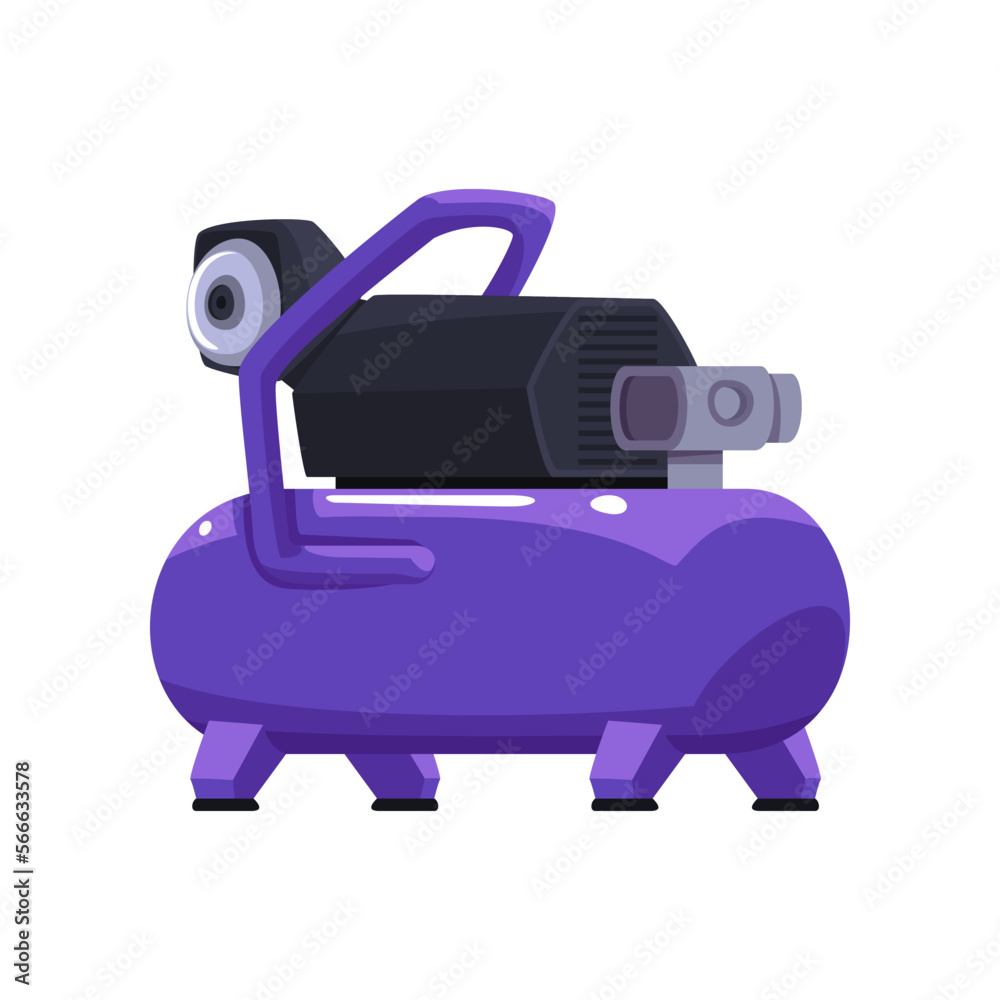 Purple air compressor illustration. Vector illustration of pneumatic ...