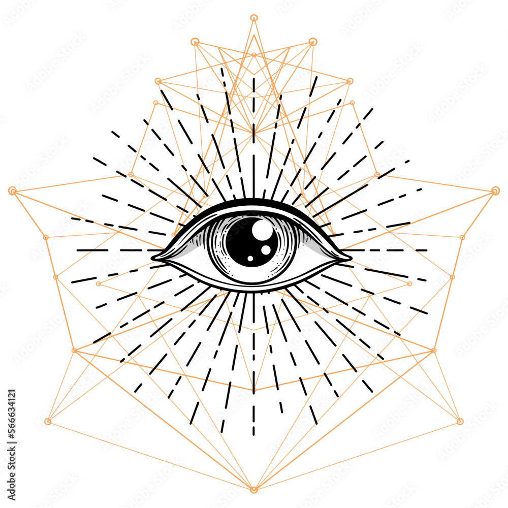 Blackwork tattoo flash. Eye of Providence. Masonic symbol. All seeing ...