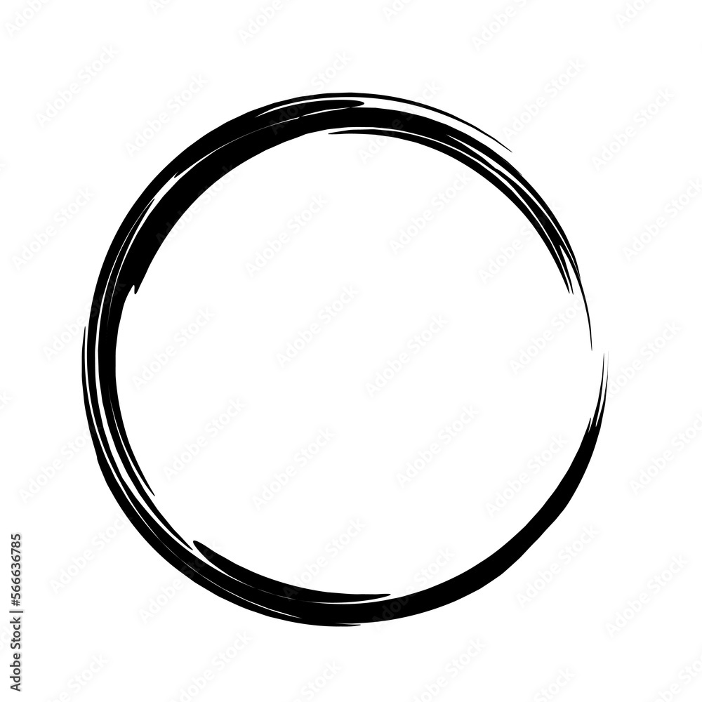 Circle brush strokes boarder. Black circular border isolated on white ...
