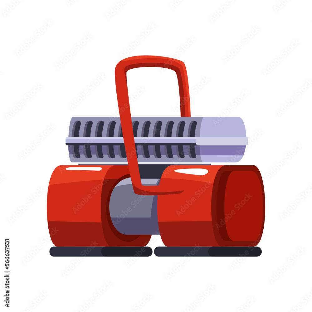 Red air compressor illustration. Vector illustration of pneumatic ...