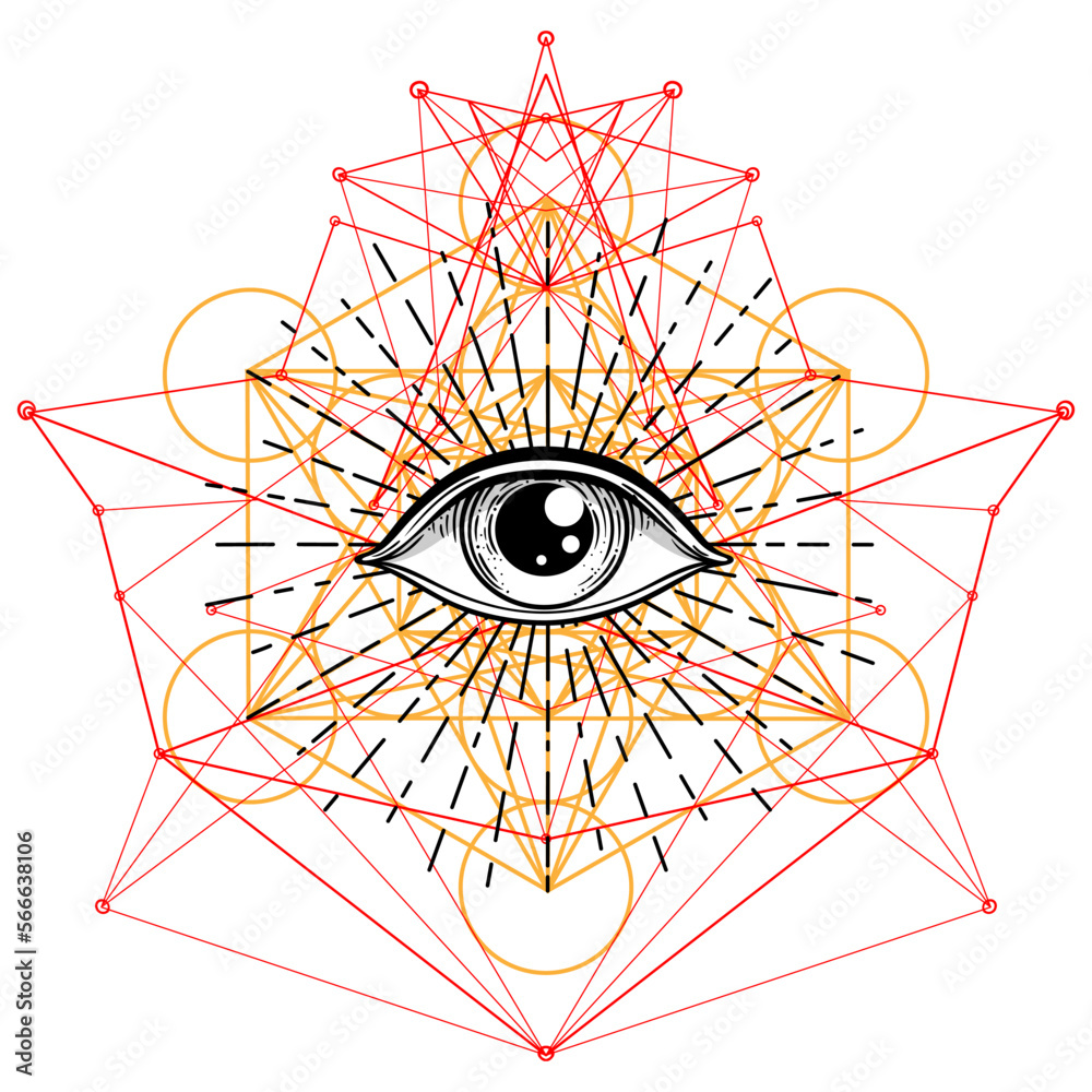 Blackwork tattoo flash. Eye of Providence. Masonic symbol. All seeing ...