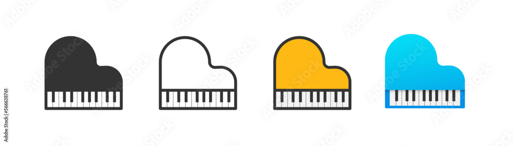 Pinao icon on light background. Black and white keyboard symbol, view ...