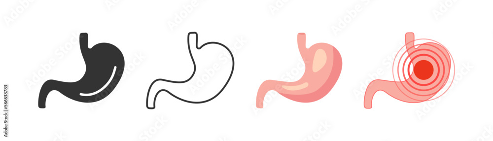 Stomach icon on light background. Stomach ache, healthcare symbol ...