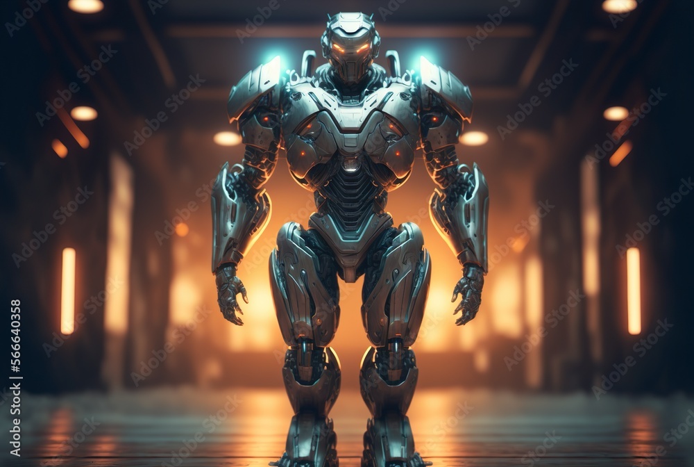 full body Robotic Android, scene, epic. generative ai Stock ...