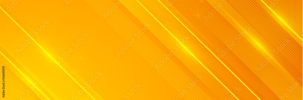 Abstract yellow geometric background and dynamic orange line pattern ...