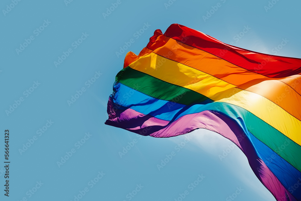 AI generated image of waving LGBT flag against blue sky Stock ...
