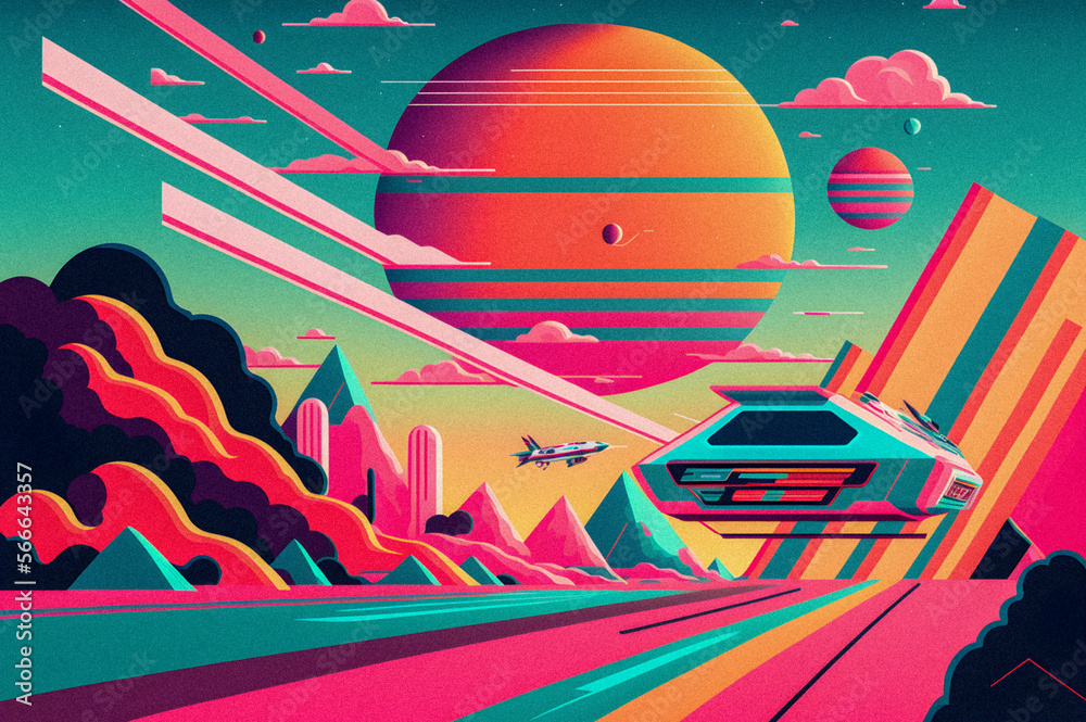 Pop art minimalism retro, futurism art, environmental art, space ...