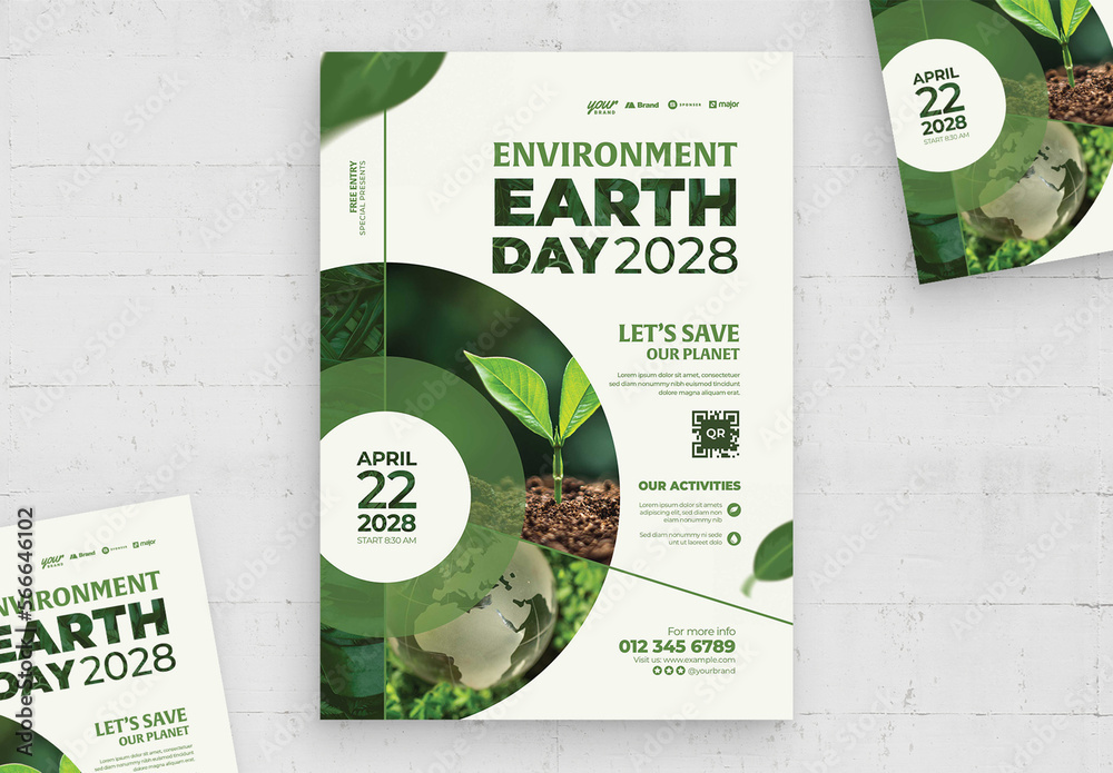 Earth Day Environmental Flyer Poster Layout Stock Template | Adobe Stock