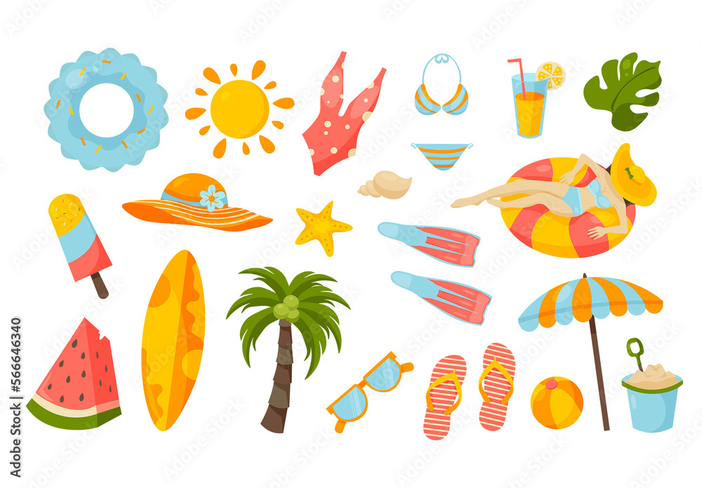 Summer Vacation Travel Vector Illustrations Stock Template Adobe Stock