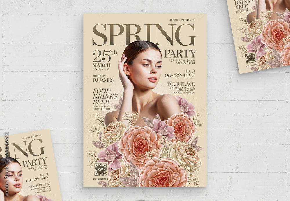 Spring Flyer Poster Magazine Cover Style Layout Stock Template | Adobe ...