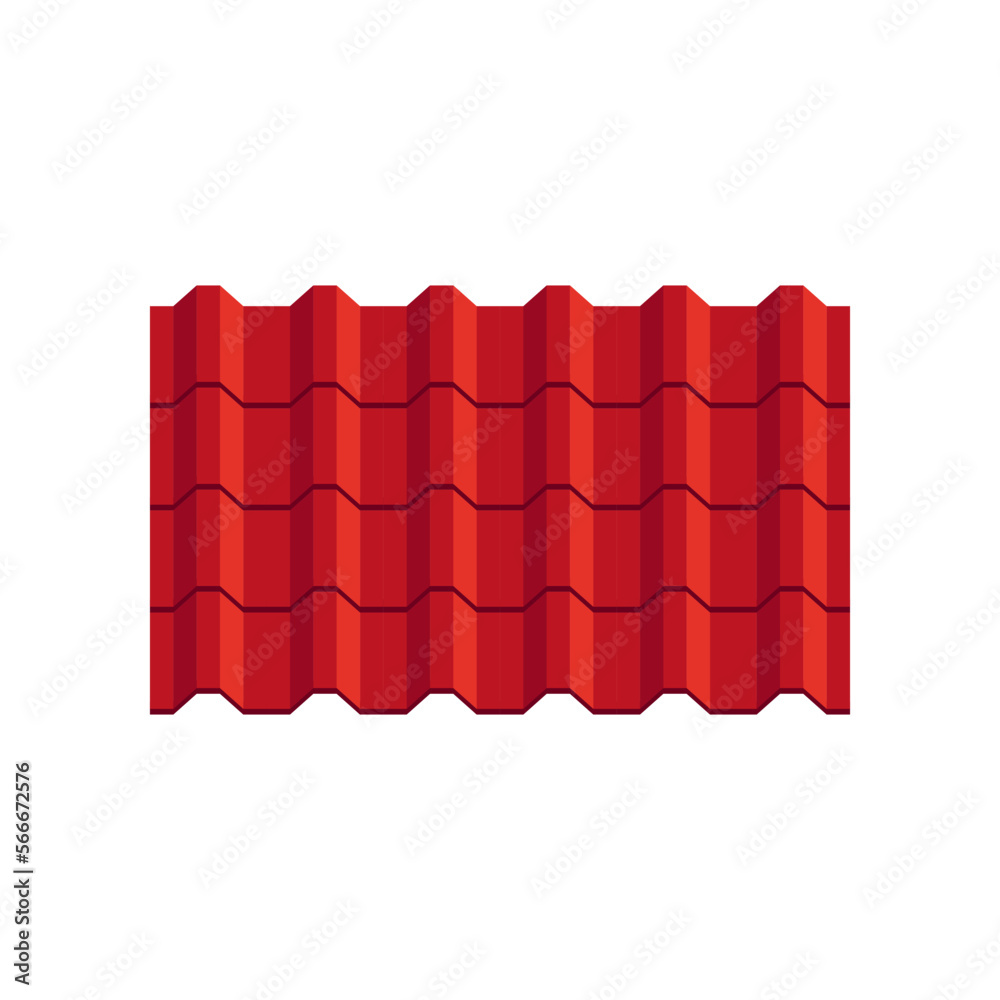 Red metal roof tiles vector illustration. Cartoon drawing of metallic ...
