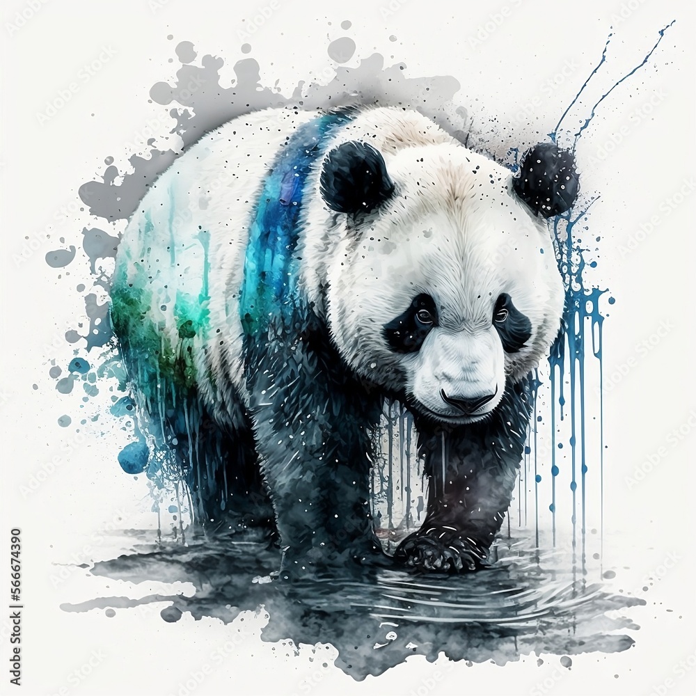 Sad Panda in a Melancholic Mood - AI Generated Illustration Stock ...