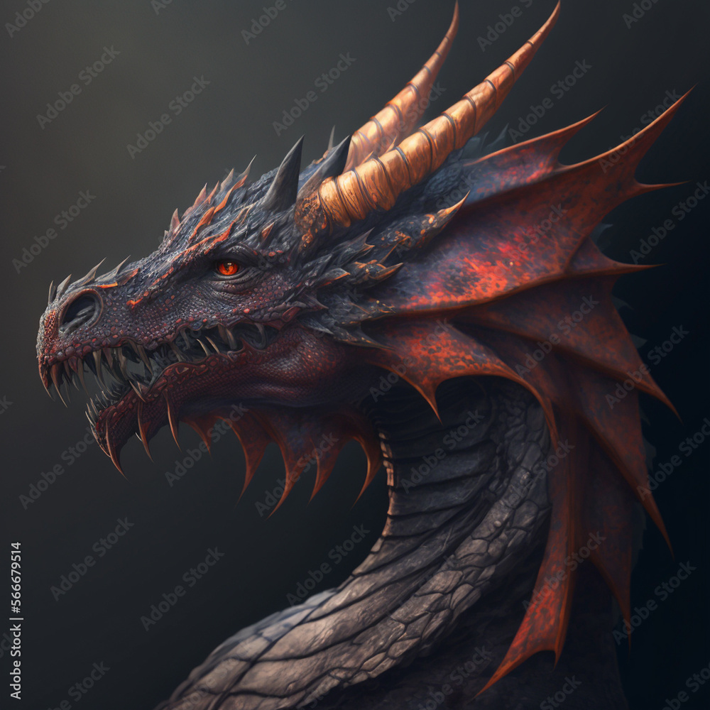 fire-breathing dragon head with open mouth and teeth Stock Illustration ...