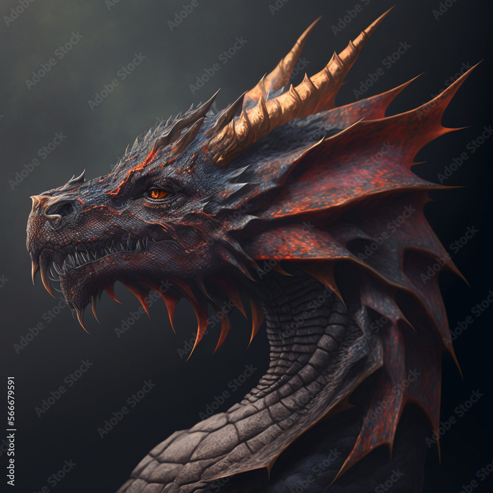 fire-breathing dragon head with open mouth and teeth Stock Illustration ...