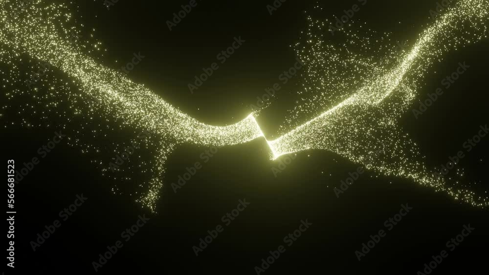 Abstract angel wings made of 3d background particles. Movement of ...