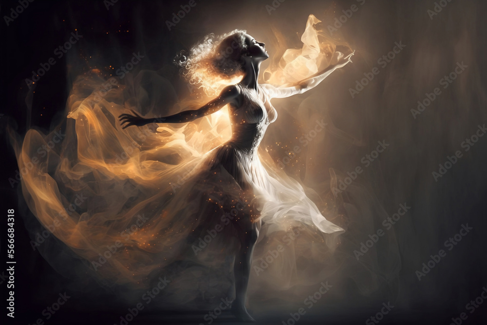 Woman in an Ethereal, soft angelic whimsical dance energy. Generative ...