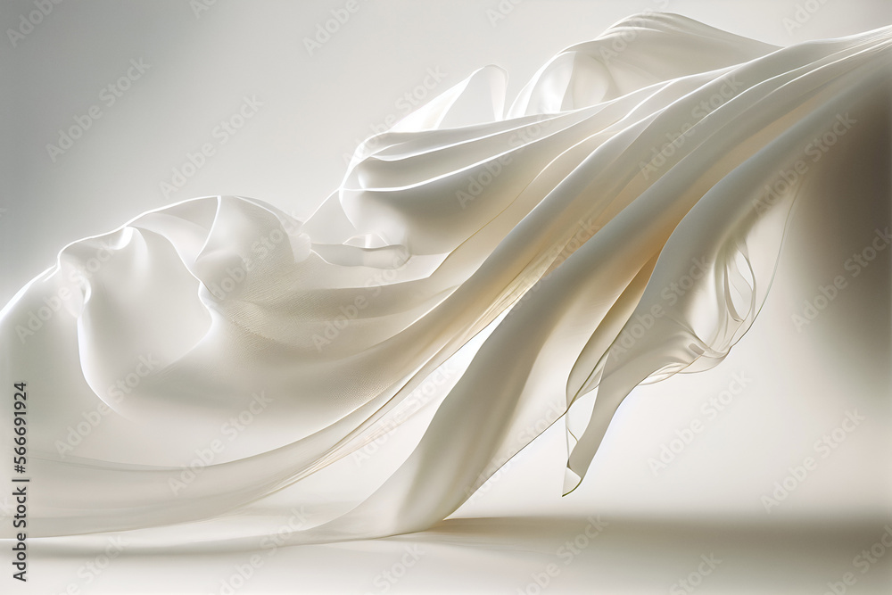 Ethereal flying light silk fabric. Minimalist abstract light banner ...