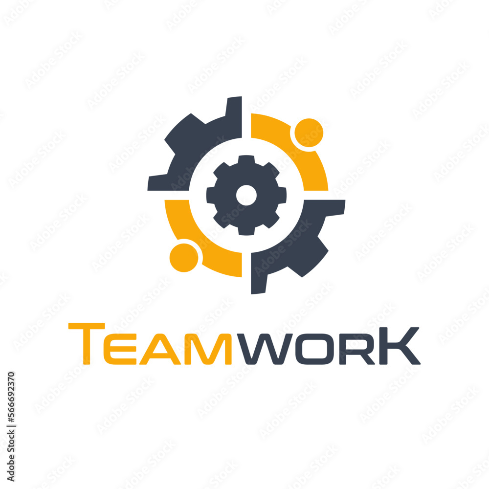 Team work vector logo template. This design use gear as symbol. Stock ...