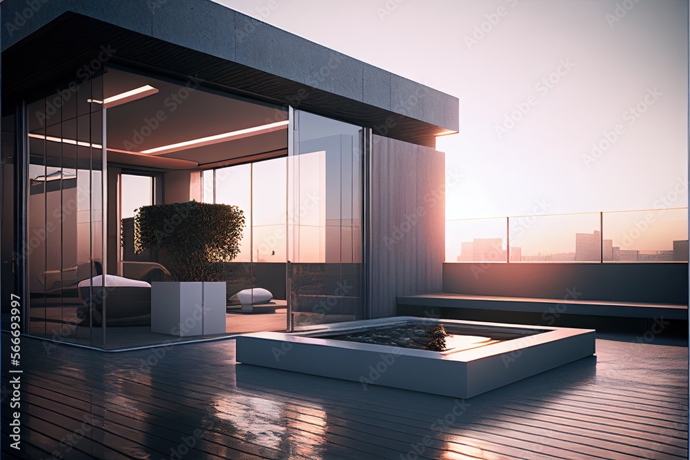 Modern luxury rooftop scene - Illustration created with generative ai ...