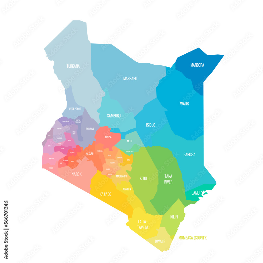 Kenya political map of administrative divisions Stock Vector | Adobe Stock