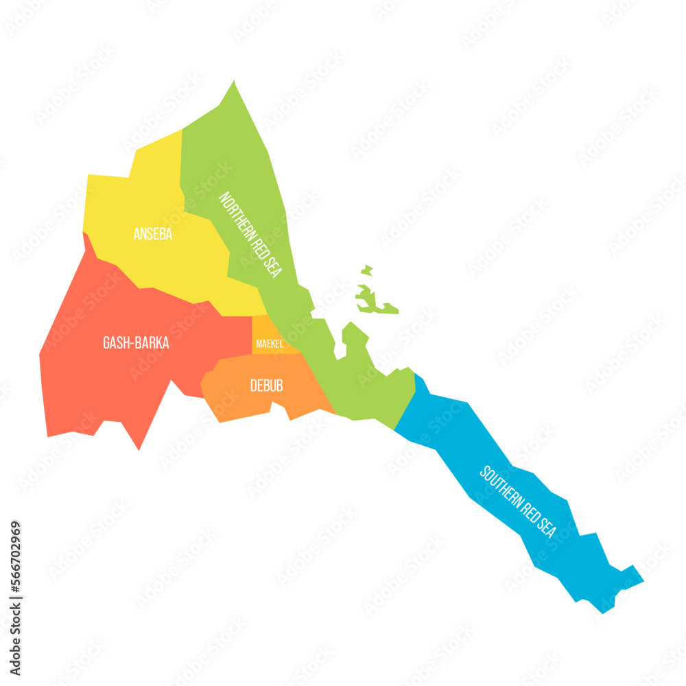Eritrea political map of administrative divisions Stock Vector | Adobe ...
