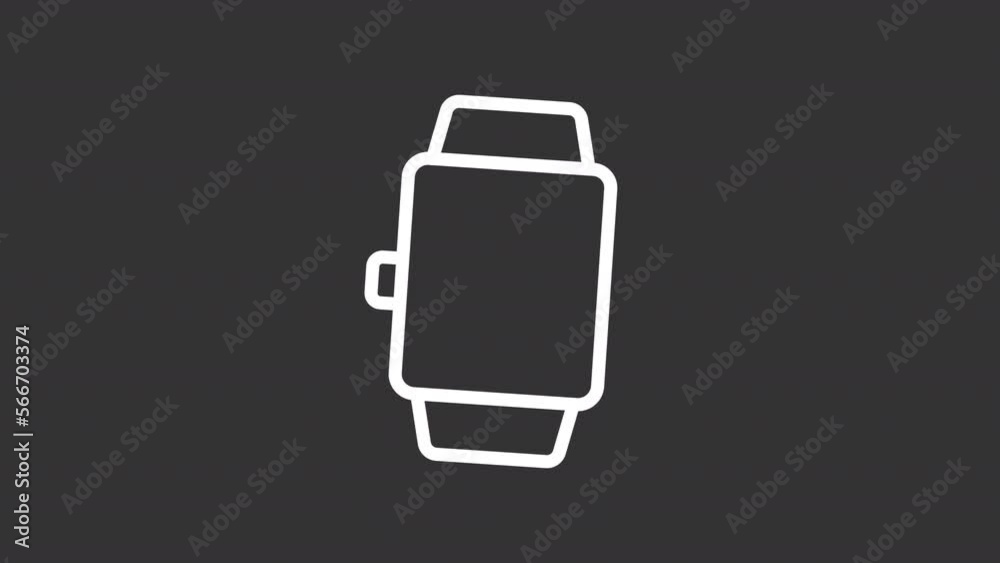 Video „Animated wristwatch white line icon. Vibrating smart watch. Loop ...