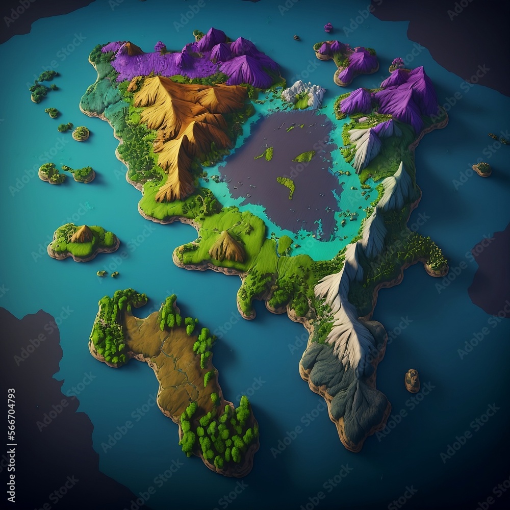 Game Map RTS Style Concept Top Down Rendering, Generative Ai ...