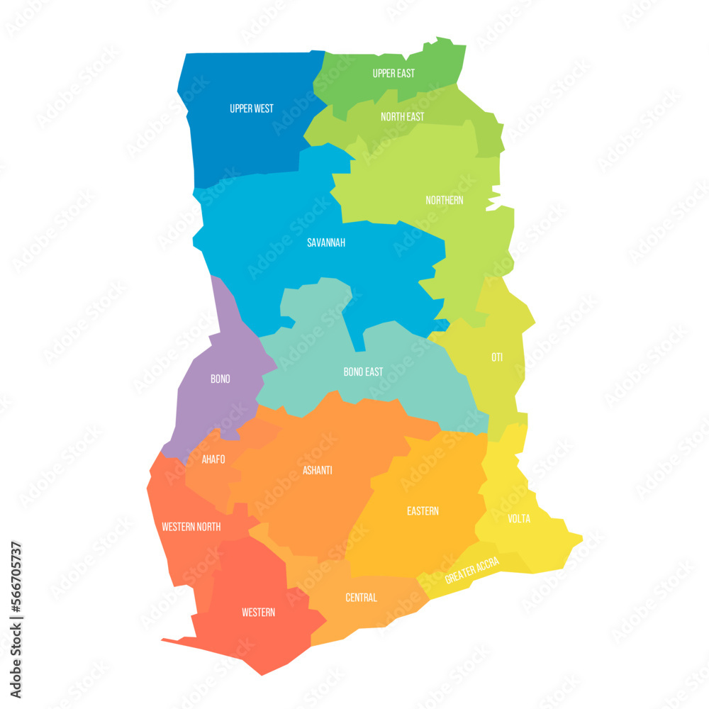 Ghana political map of administrative divisions Stock Vector | Adobe Stock
